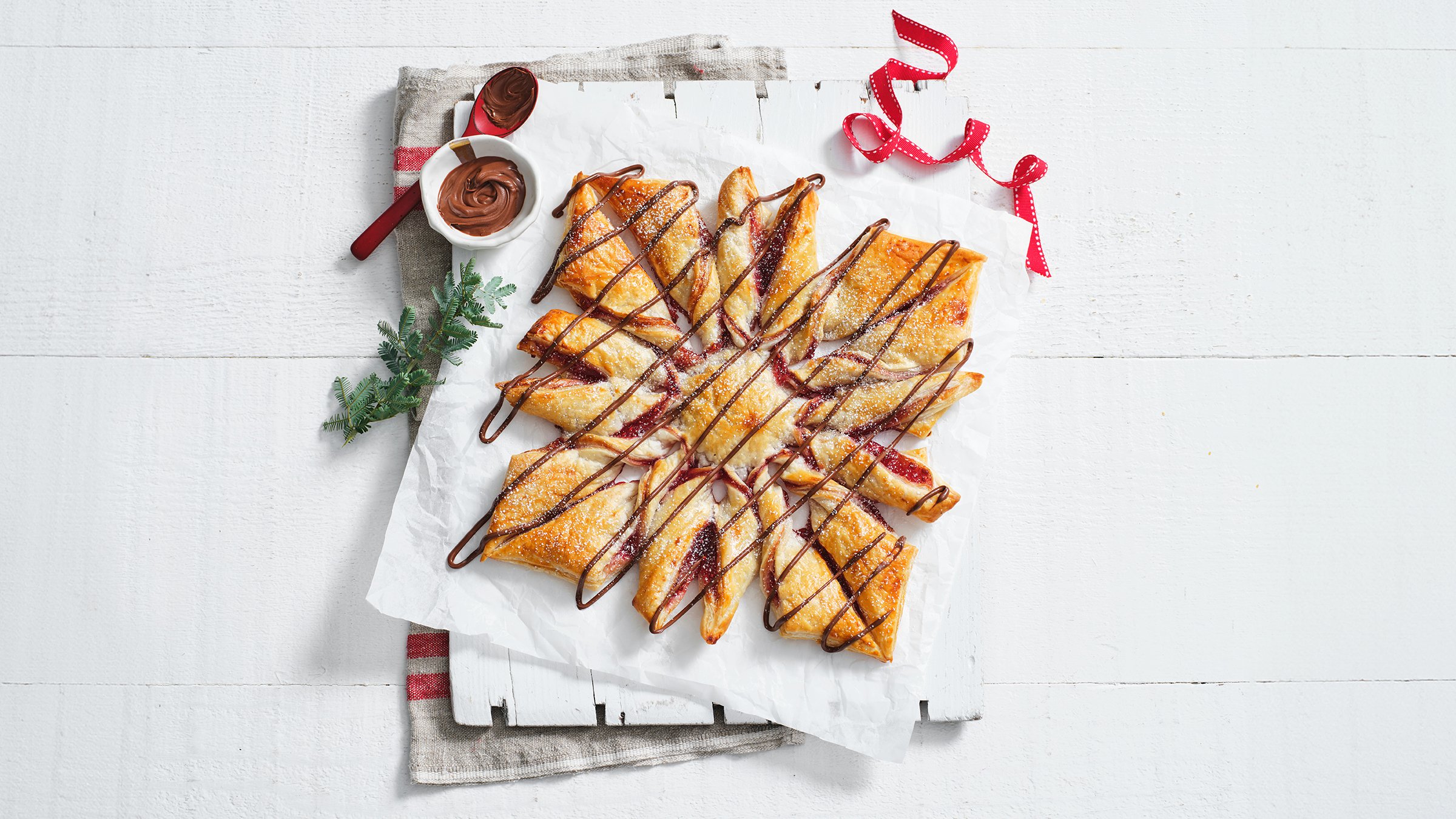 Puff Pastry Snowflake with Raspberry Jam and Nutella | CSR Sugar
